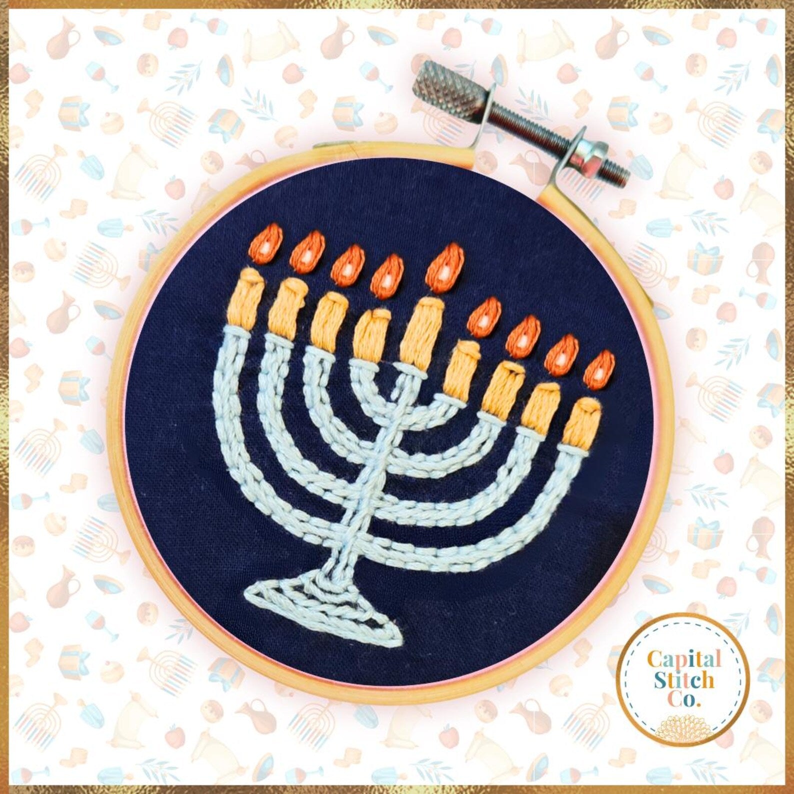 Hanukkah Menorah Embroidery Kit – Lillian and Albert Small Capital ...
